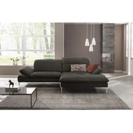Ecksofa W.Schillig, B:294cm H:87cm T:185cm, gr&uuml;n, Chenille-Flachgewebe R66 (85% Polyester, 15% Nylon);Longlife Xtra-Leder Z59: Glattleder mit
