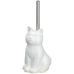 WC-Garnitur Wenko, B:14cm H:22cm L:17cm, wei&szlig;, Keramik, Reinigungsb&uuml;rsten, "Cat Wei&szlig;", Keramik