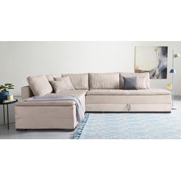Ecksofa Inosign, B:321cm T:218cm, beige, 100% Polyester, Wohnzimmer, Sofas, "Night & Day L-Form mit Dauer-Schlaffunktion, Cord-Bezug", inklusive