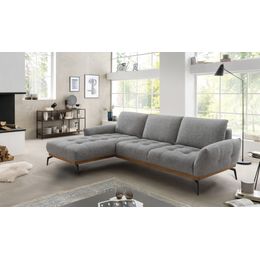 Ecksofa, B:264cm H:87cm T:171cm, grau, exxpo - SOFA FASHION, Wohnzimmer, Sofas, "NICEA, erstklassiger Komfort, tolle Details, Holzsockel in eiche