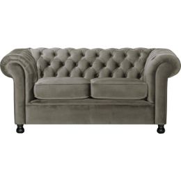 Chesterfield-Sofa Home Affaire, B:152cm H:75cm T:90cm, grau, Luxus-Microfaser Vintageoptik (100% Polyester);Luxus-Microfaser (100%