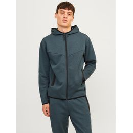 Jack & Jones JACK & JONES Herren Sweatjacke "JCOFUSION SWEAT ZIP HOOD NOOS", blau, Gr. S, meliert, angeraute Sweatware, Obermaterial: 58% Polyester, 42%