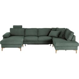 Wohnlandschaft 3C CANDY, B:339cm H:86cm T:220cm, gr&uuml;n, 95% Polyester, 5% Nylon, Sofas, "Lecce, wahlweise PUR-Schaumstoff oder Tonnentaschenfederkern
