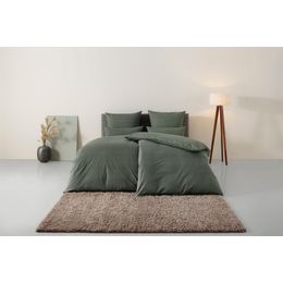 Bettw&auml;sche Home Affaire, gr&uuml;n, Biber, Obermaterial: 100% Baumwolle, Bettw&auml;sche, "Melli", Bettw&auml;sche aus Baumwolle, Leinen-Look in Melange-Optik