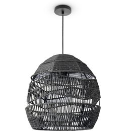 Paco Home Pendelleuchte "VILLA", Ø 31cm H: 30cm, schwarz, Esszimmer, Leuchten, Pendelleuchte Hängeleuchte Vintage Rustikal LED Boho Papier E27