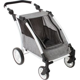 Bayer Chic 2000 CHIC2000 Kinder Puppen-Zwillingsbuggy "Puppen-Trailer Roadster", grau, Kunststoff, Polyester, Stahl, B:40cm H:64cm T:72cm, Puppenwagen, für zwei