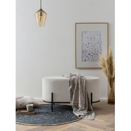 Polsterhocker Salesfever, B:80cm H:42cm T:40cm, beige, Stoff (88% Polyester/12% Nylon), Metall, Hocker, "Komfortabler Polsterhocker", mit