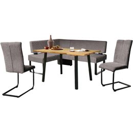 Eckbankgruppe Home Affaire, B:180cm H:89cm T:140cm, grau, FSC-zertifizierter Holzwerkstoff, FSC-zertifiziertes Massivholz, Metall, Polyester,