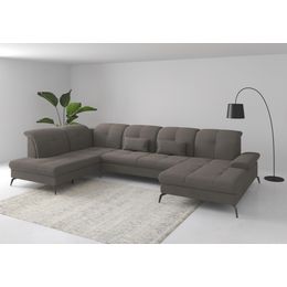 Sit & More Wohnlandschaft SIT & MORE, B:357cm H:90cm T:231cm, braun, 100% Polyester, Sofas, "Amica, U-Form, inkl. Sitztiefenverstellung und Armteilverstellung",