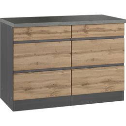 Unterschrank KOCHSTATION, B:120cm H:86cm T:60cm, braun, Holzwerkstoff, K&uuml;che, Schr&auml;nke, "KS-Riesa", Breite 120 cm, MDF-Fronten