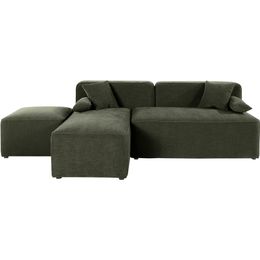 Ecksofa Home Affaire, B:220cm H:76,5cm T:153cm, grün, 100% Polyester, Wohnzimmer, Sofas, "Sundstrup L-Form", Modulserie, individuelle Zusammenstellung