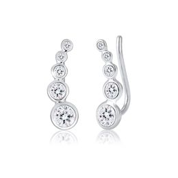 Elli Damen Paar Ohrstecker "Ohrklemme Earclimber, mit Kristallen von Swarovski", onesize,mit Steinen, Silber 925 (Sterlingsilber), silber, Silber 925