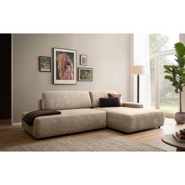 Ecksofa Home Affaire, B:276cm H:82cm T:164cm, braun, 100% Polyester, Wohnzimmer, Sofas, "TORGE, Schlafsofa Cord, Samtvelours u. Strukur fein, Couch