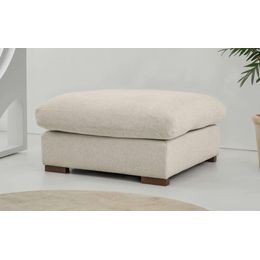 Polsterhocker Home Affaire, B:92cm H:47cm T:92cm, beige, 100% PES, Hocker, "Coray", mit Federn und Daunen