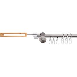 Gardinenstange Liedeco, L:120cm &Oslash;:16mm, silber, Edelstahl, Holzwerkstoff, Gardinenstangen, "Stil Herning", 2-l&auml;ufig im Fixma&szlig; &Oslash; 16 mm