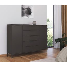 Kombikommode Rauch, B:160cm H:111cm T:42cm, grau, Holzwerkstoff, Schlafzimmer, Sideboards, "Kommode T&uuml;rkommode Sideboard Kombikommode FLIPP", 2-t&uuml;rig