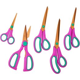 King Scheren-Set "Easycut", lila, Scheren, 5 Scheren, Edelstahlklingen, Titan beschichtet, Soft-Touch Griffe
