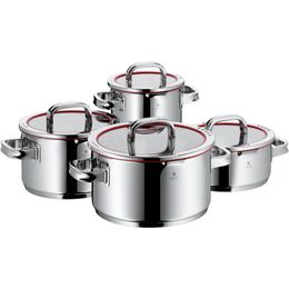 WMF Topf-Set "Function 4 Induktion, Glasdeckel mit 4 Abgießfunktionen", Höhe 23,5cm, rot, Töpfe, wärmereduzierende Griffe, Induktions Töpfe Set mit