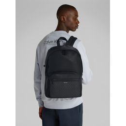 Calvin Klein Herren Cityrucksack "CK MUST ROUND BP MONO", schwarz, Lederimitat, Polyester, Rucks&auml;cke, Freizeit-, Schulrucksack, Arbeitsrucksack mit