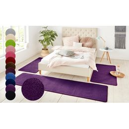 Bettumrandung Hanse Home, H:8mm, lila, Obermaterial: 100% Polypropylen, Schlafzimmer, Bettumrandungen, "Shashi", Kurzflor, Unifarben, Teppich,