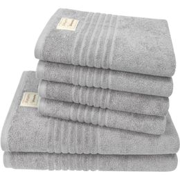 Handtuch Set Dyckhoff, silber, Frottier, Obermaterial: 100% Baumwolle, Handtuch-Sets, "Nature", 6er Set: 4x Handtücher, je 50 x 100 cm & 2x Badetuch