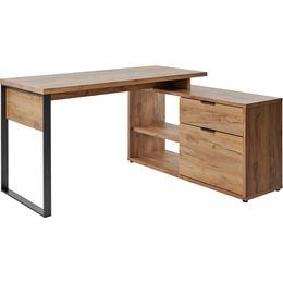 Eckschreibtisch Jahnke, B:150cm H:76,2cm T:120cm, braun, Büro, Tische, "LOOP C 150 E", Eckschreibtisch, wechselseitig montierbar, viel Stauraum