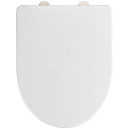 WC-Sitz Wenko, B:36,5cm L:47cm, weiß, Duroplast, Edelstahl, WC-Sitze, "Exclusive Nr. 9", aus Duroplast, mit Absenkautomatik