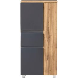 Midischrank Welltime, B:65cm H:130cm T:35cm, grau, MDF, Badezimmer, Schr&auml;nke, "S&ouml;lden"