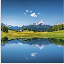 Glasbild Artland, B:20cm H:20cm, blau, Glas, Küche, Bilder, "Landschaft in den Alpen", in verschiedenen Größen