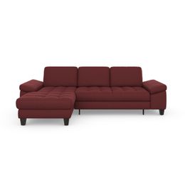 Sit & More Ecksofa SIT & MORE, B:275cm H:88cm T:172cm, rot, 100% Polyester, Wohnzimmer, Sofas, "Westham L-Form", Recamiere, mit oder ohne Bettfunktion,