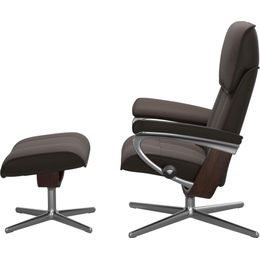 stressless "Admiral" Set, Relaxsessel inkl. Hocker, mit Cross Base, Gr&ouml;&szlig;e M & L, Holzakzent Braun
