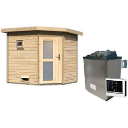 Karibu Saunahaus "Tore", Saunaofen, externe Steuerung, 9 kW, beige, Garten, Saunen, Ofen 9 KW externe Strg easy