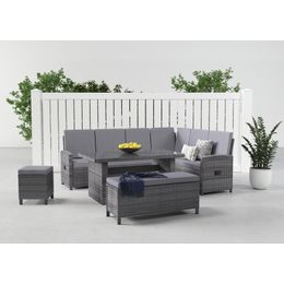 Gartenlounge-Set Konifera, grau, Aluminium, Polyrattan, Sitzmöbel-Sets, "Paris", inkl. Auflagen/Schutzhülle, Polyrattan, Rückenlehne verstellbar