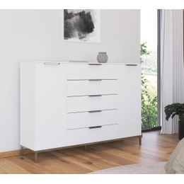 Kombikommode Rauch, B:160cm H:111cm T:42cm, wei&szlig;, Holzwerkstoff, Schlafzimmer, Sideboards, "Kommode T&uuml;rkommode Sideboard Kombikommode FLIPP", 2-t&uuml;rig