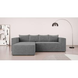 Ecksofa Home Affaire, B:244cm H:76cm T:150cm, grau, 100% Polyester, Wohnzimmer, Sofas, "LINCOLNVILLE mit Bettfunktion und Bettkasten, Maße B/H/T