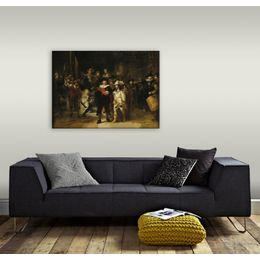 Leinwandbild, B:100cm H:60cm, braun, Art for the home, Leinwand, Wohnzimmer, Bilder, "Die Nachtwacht", die Nachtwache Rembrandt 100x70 cm