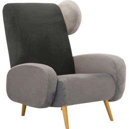 Sessel Home Affaire, B:86cm H:111cm T:100cm, grau, Struktur fein ( 100% Polyester);Samtoptik (100% Polyester), Wohnzimmer, Sessel, "Gox Ohrensessel",