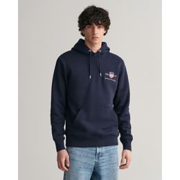 Gant Herren Hoodie "REG MEDIUM ARCHIVE SHIELD HOODIE", blau, Gr. S, Sweatware, Obermaterial: 78% Baumwolle, 22% Polyester, Sweatshirts
