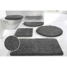 Badematte my home, H:30mm, grau, Polyester, Badematten, "Sanremo, Badvorleger, Badezimmer Teppich, sehr weich", Badteppich, unifarben, rechteckig,