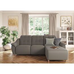 Ecksofa Home Affaire, B:254cm T:170cm, grau, Struktur (100% Polyester);Luxus-Microfaser Florence (100% Polyester);Chenille (100%