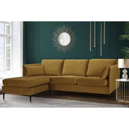 Ecksofa Home Affaire, B:235cm H:83cm T:163cm, braun, 100% Polyester, Wohnzimmer, Sofas, "Light L-Form", inklusive loser Zierkissen, mit schmalen