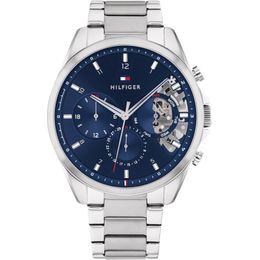 Tommy Hilfiger Herren Multifunktionsuhr "BAKER", silber, Armbanduhren, Quarzuhr, Armbanduhr, Herrenuhr, Datum, Edelstahlarmband