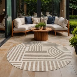 Teppich Sanat, H:6mm &Oslash;:200cm, beige, Kunstfaser, Wohnzimmer, Teppiche, "Berlin", In -und Outdoor geeignet, Au&szlig;enbereich,Terasse, Balkon, modern