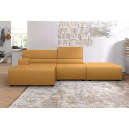 Ecksofa Egoitaliano, B:287cm H:80cm T:98cm, gelb, Luxus-Micofaser Lederoptik (100% Polyester) ist ein neues technisches Gewebe mit einem visuellen