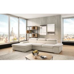 Sit & More Ecksofa SIT & MORE, B:286cm H:73cm T:174cm, beige, 100% Polyester, Wohnzimmer, Sofas, "Valantine L-Form, B: 286 cm", mit Arm- & Kopfteilverstellung,