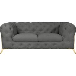 Chesterfield-Sofa Home Affaire, B:185cm H:75cm T:99cm, grau, Struktur (100% Polyester9;Samtoptik (100% Polyester), Sofas, "Amaury", aufwändige