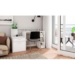 Schreibtisch ByLiving, B:140cm H:89cm T:55cm, wei&szlig;, Kinderzimmer, Tische, "Louise", Breite 140 cm, Regal-Schreibtisch mit viel Stauraum