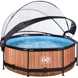 Framepool EXIT, H:76cm Ø:244cm, braun, Schwimmbecken, "inkl. multifunktionaler Abdeckung", ØxH: 244x76 cm, mit Kartuschenfilter und Abdeckung