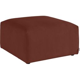 Hocker Home Affaire, B:80cm H:46cm T:80cm, orange, Struktur Hahnentritt (67% Polypropylen 33% Polyester);Fellimitat (100% Polyester);Samtcord (92%