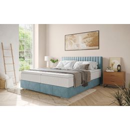 Boxbett Inosign, B:186cm L:208cm, blau, Polyester, Komplettbetten, "Thor mit Bettkasten, inkl. Matratze, Topseller", Topper und Zierkissen, in